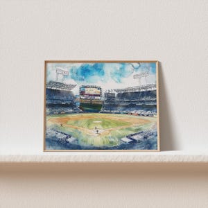 Yankee Stadium Painting New York Yankees Watercolor Art Print Sport ...