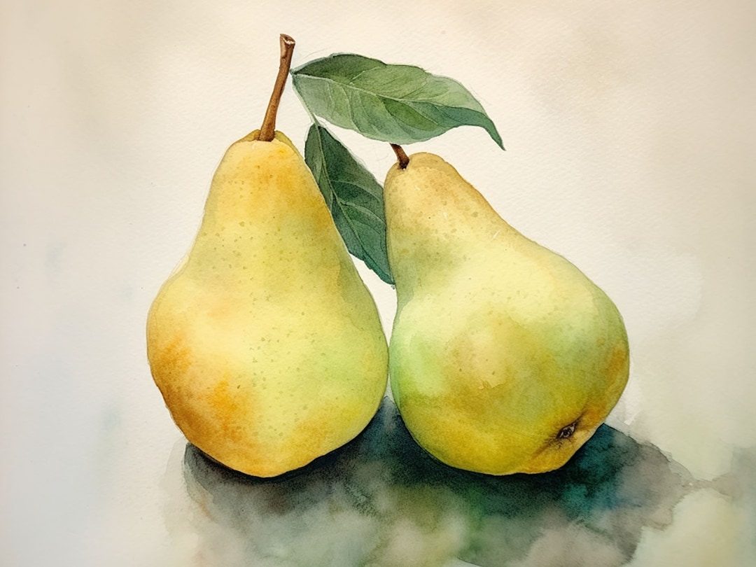 Pear Painting Fruit Watercolor Art Print Food Wall Art Two Pears Poster ...