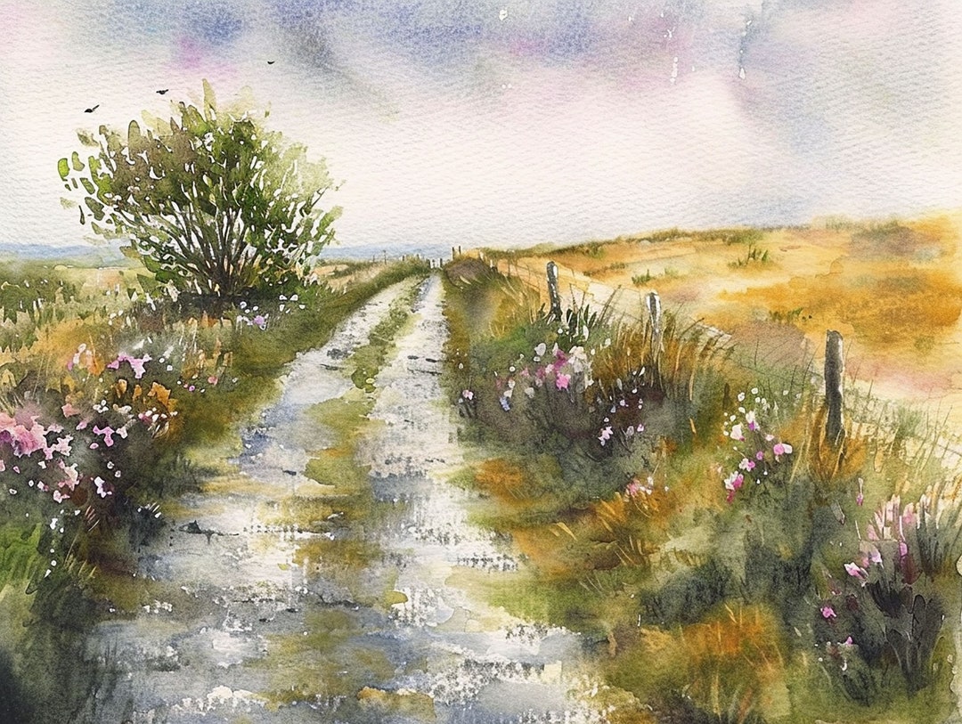 Irish Road Painting Ring of Kerry Watercolor Print Ireland Landscape ...
