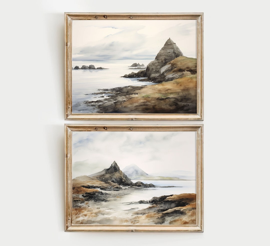Skellig Islands Painting Set of 2 Prints Ring of Kerry Wall Art Ireland ...