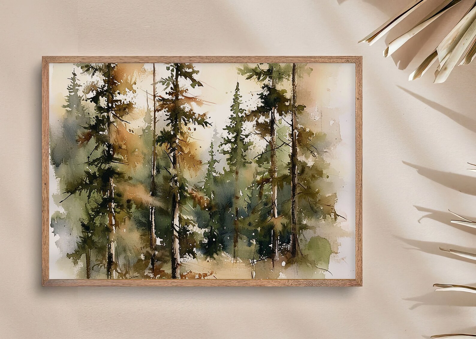 Spruce Trees Painting Green Forest Watercolor Art Print Woodland ...