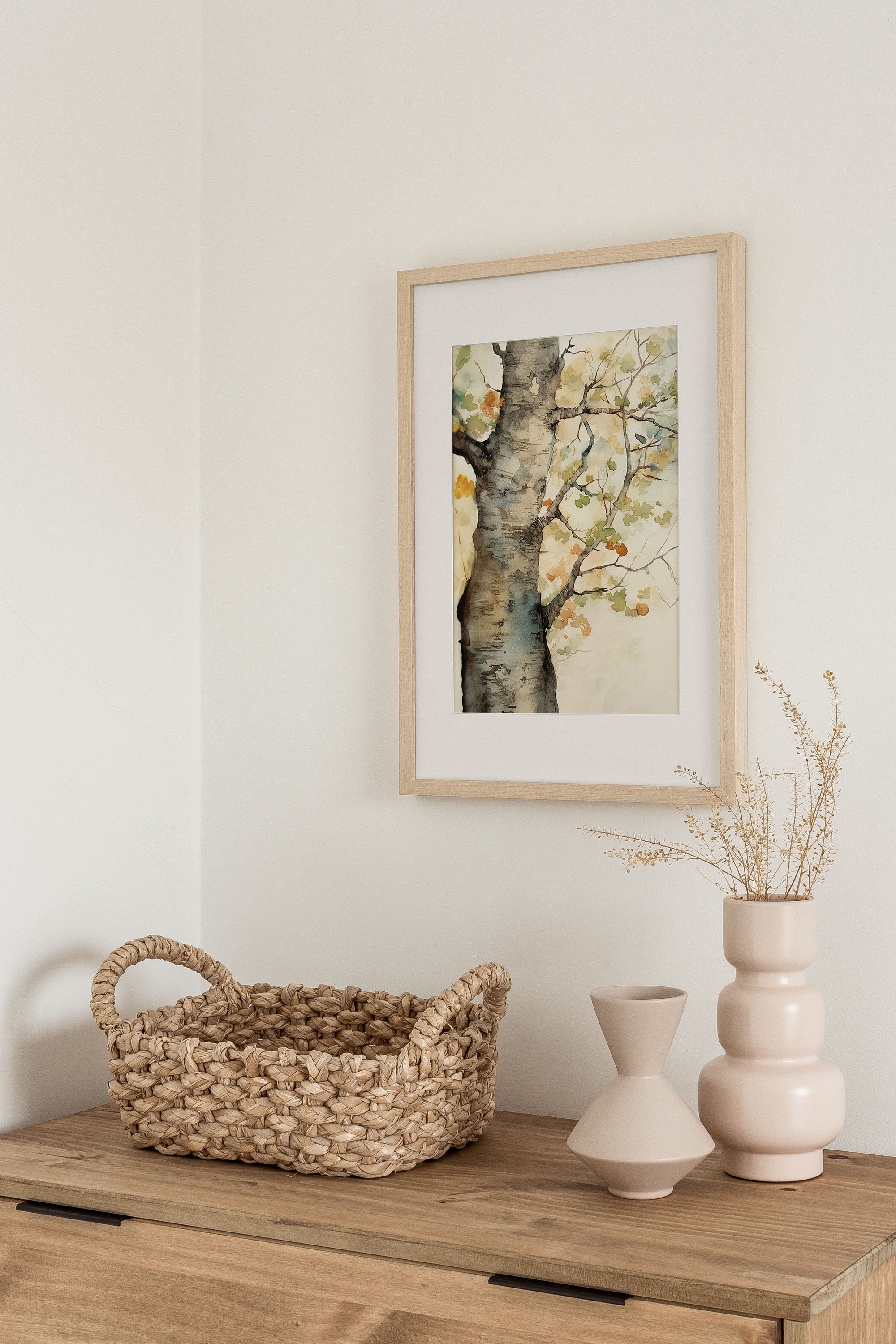 Sycamore Painting Trees Wall Print Landscape Forest Watercolor Art ...