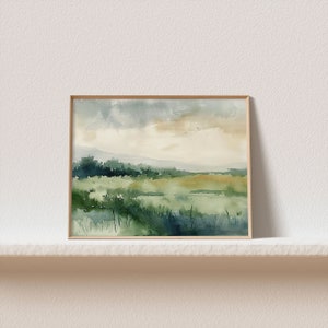 Countryside Art Print Abstract Landscape Watercolor Painting Neutral ...