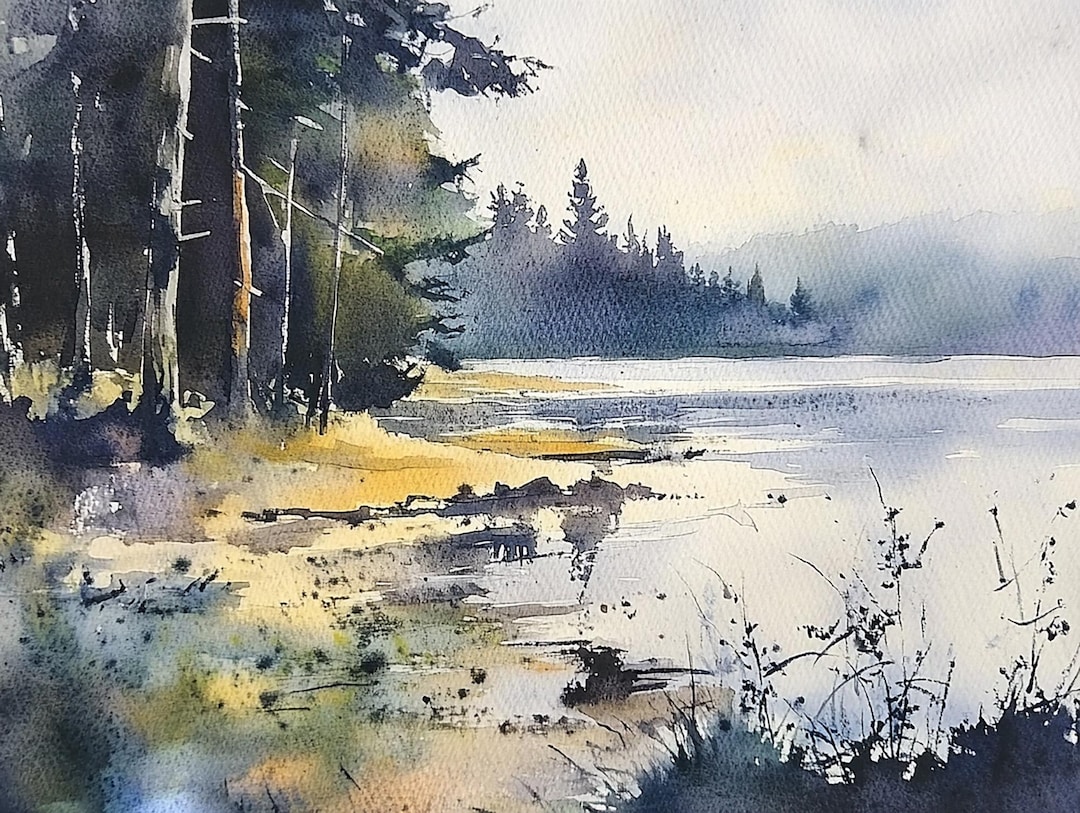 Suttle Lake Painting Oregon Watercolor Art Print Forest Lake Landscape ...