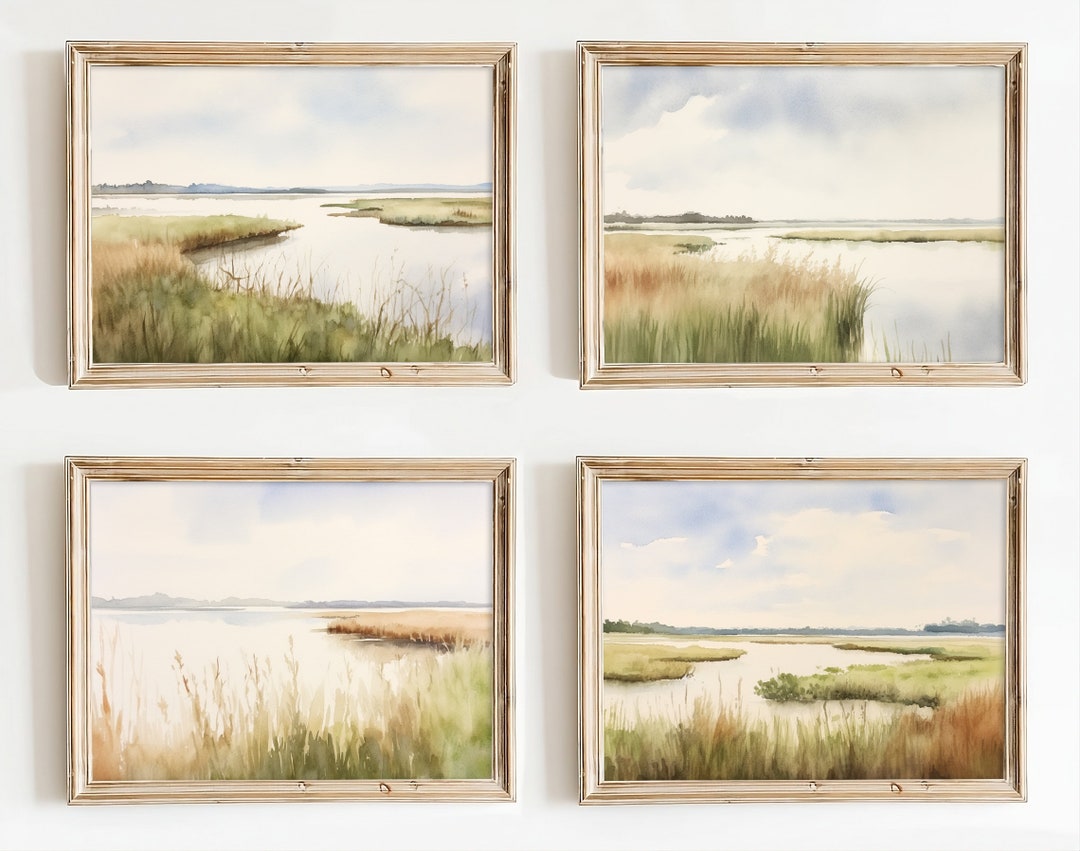 Marsh Painting Set of 4 Prints Charleston Lowcountry Watercolor ...