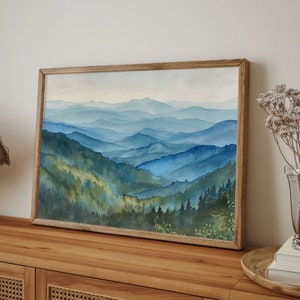Blue Ridge Mountains Painting Blue Ridge Parkway Watercolor Art Print ...