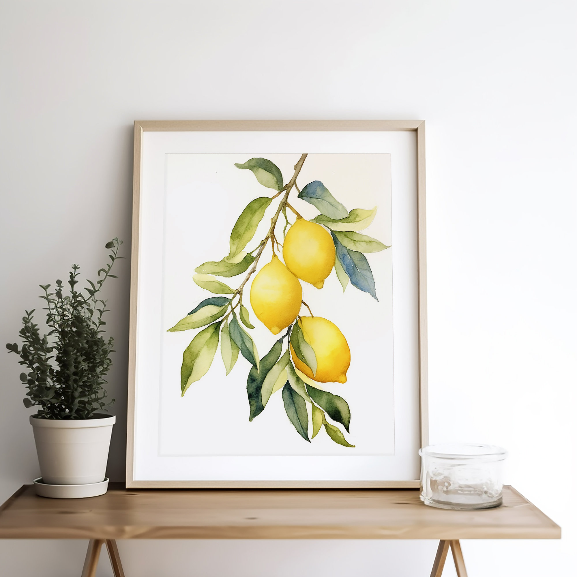 Lemon Painting Watercolor Art Print Lemon Branch Wall Art Botanical ...