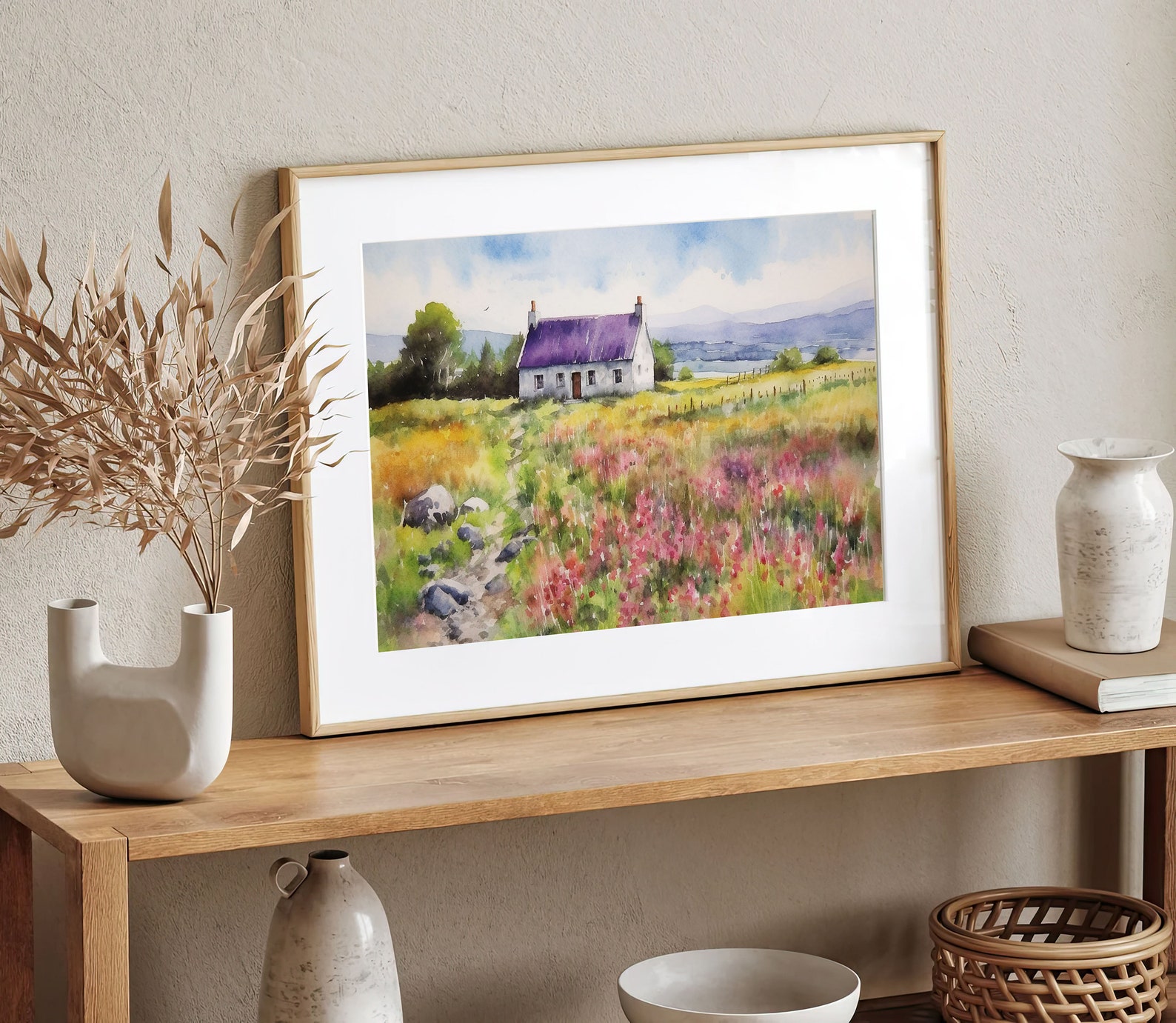 Irish Cottage Painting Cong Watercolor Art Print County Mayo Landscape ...