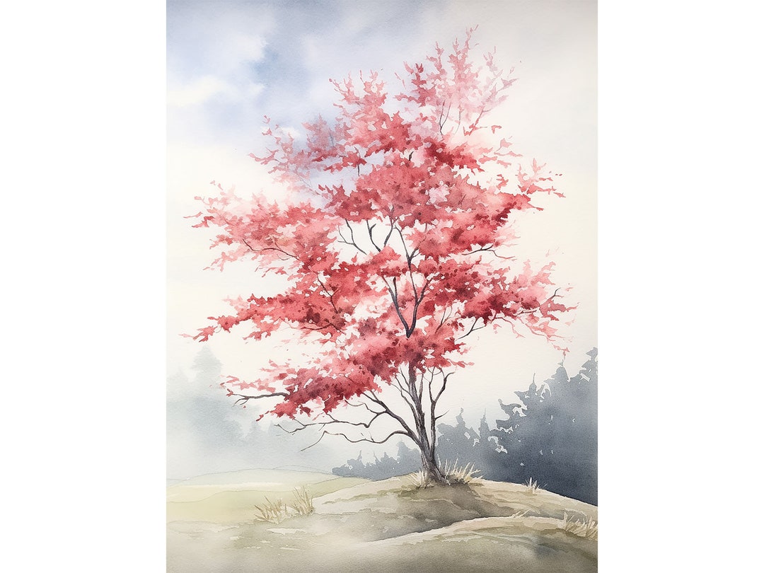 Red Maple Painting Fall Tree Watercolor Print Shenandoah National Park ...