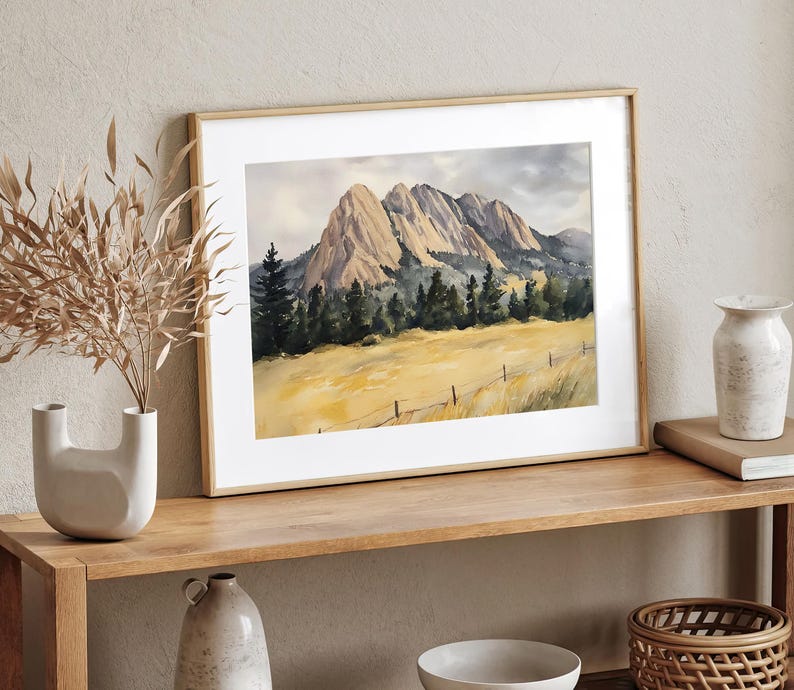 Flatirons Boulder Painting Colorado Watercolor Print Mountain Range ...