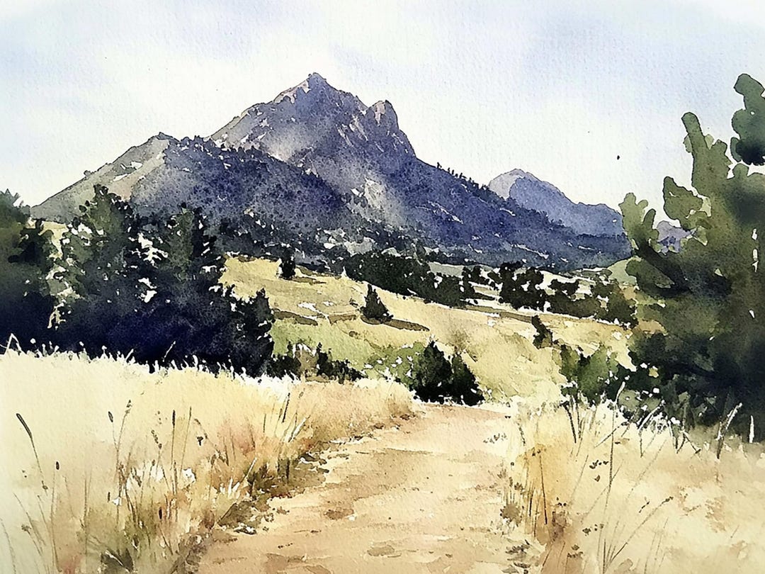 Flatirons Vista Trailhead Painting Hiking Trail Watercolor Art Print ...