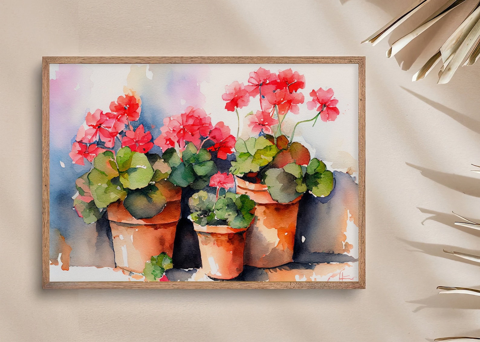 Geranium Painting Floral Watercolor Art Print Geranium Pots Wall Art ...