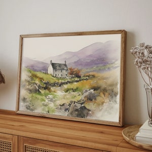 Irish Thatched Cottage Painting County Donegal Landscape Watercolor Art ...