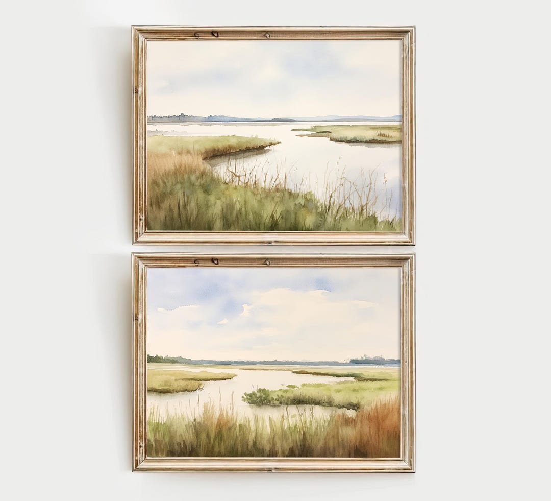 Marsh Painting Set of 2 Prints Charleston Landscape Watercolor ...