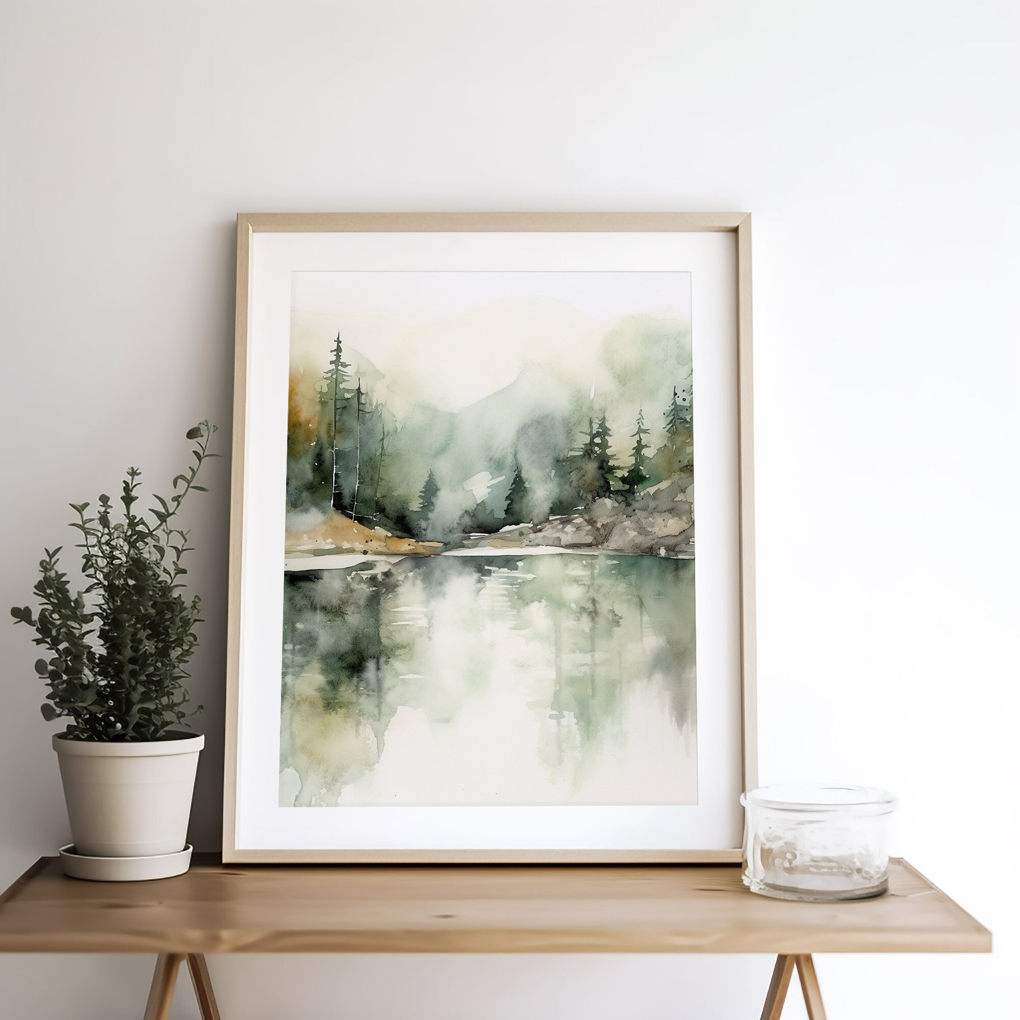 Priest Lake Painting Idaho Watercolor Mountain Lake Landscape Misty ...