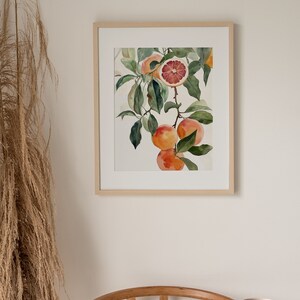 Grapefruit Art Print Grapefruit Tree Watercolor Painting Fruit Poster ...