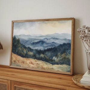 Appalachian Mountains Painting Evergreen Forest Watercolor Art Print ...