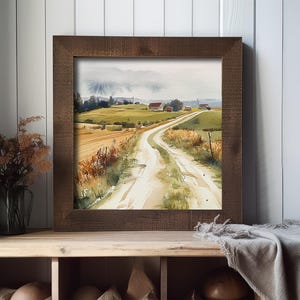 Kansas Painting Country Road Watercolor Art Print Countryside Landscape ...