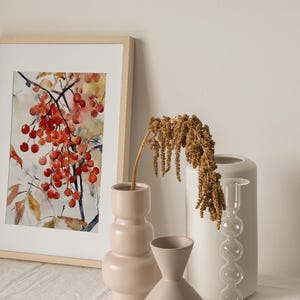 Rowan Tree Painting Red Rowanberry Watercolor Art Print Fall Tree Wall ...
