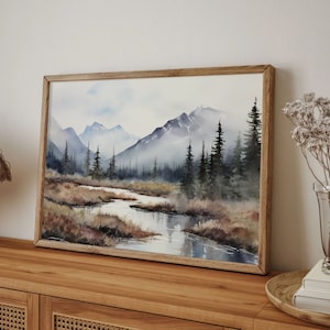 Jackson Hole Watercolor Painting Snake River Art Print Mountain River ...