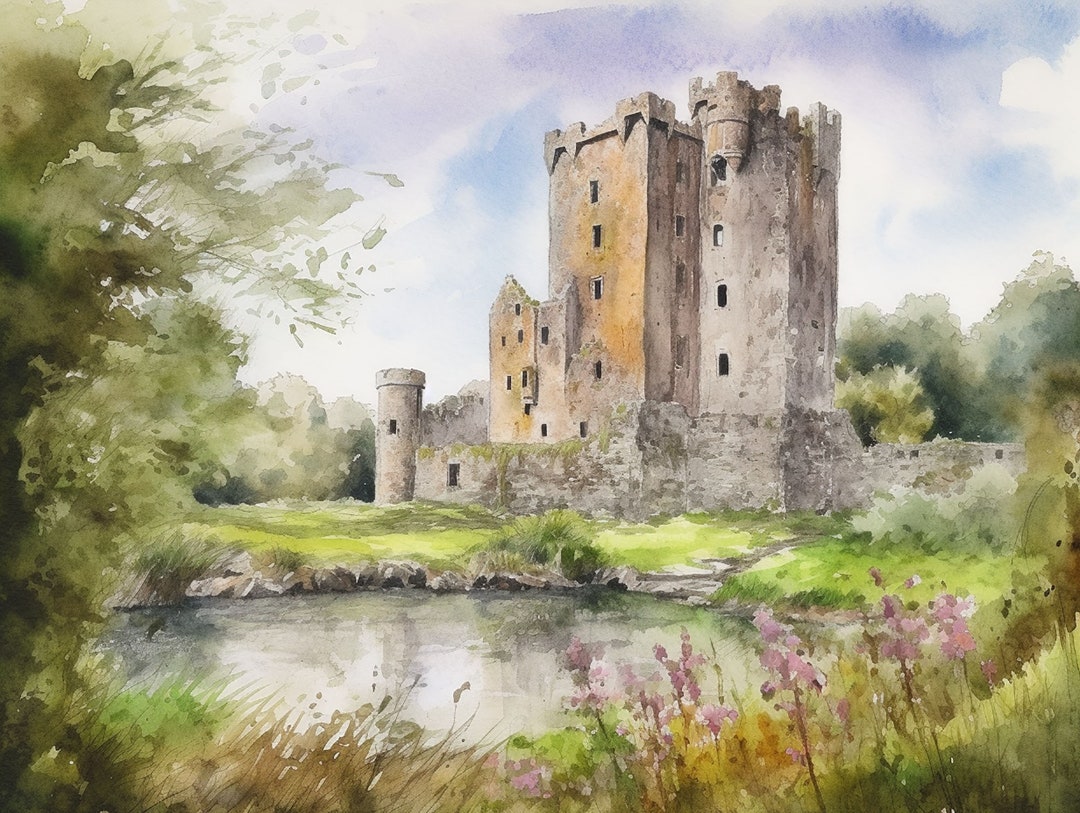 Blarney Castle Painting Ireland Landscape Watercolor Art Print County ...