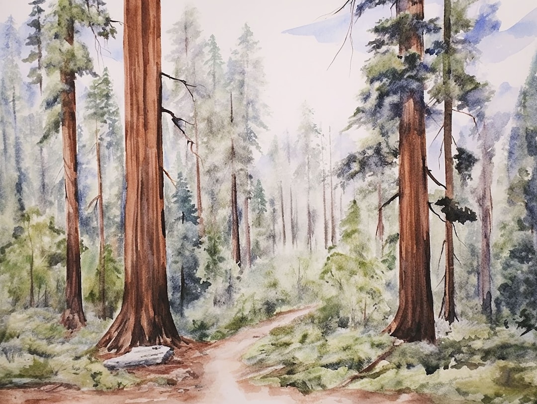 Sequoia Painting National Park Art Print California Landscape ...