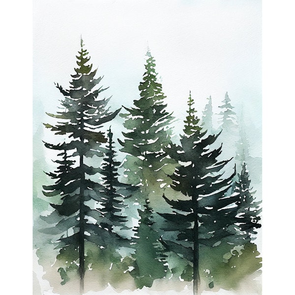 Watercolor Tree Art - Etsy