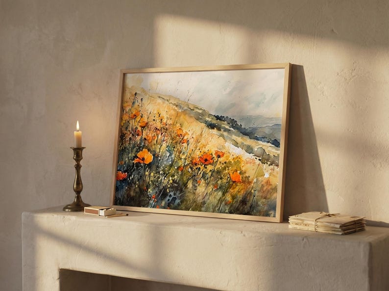 California Poppy Painting California Landscape Watercolor Art Print ...