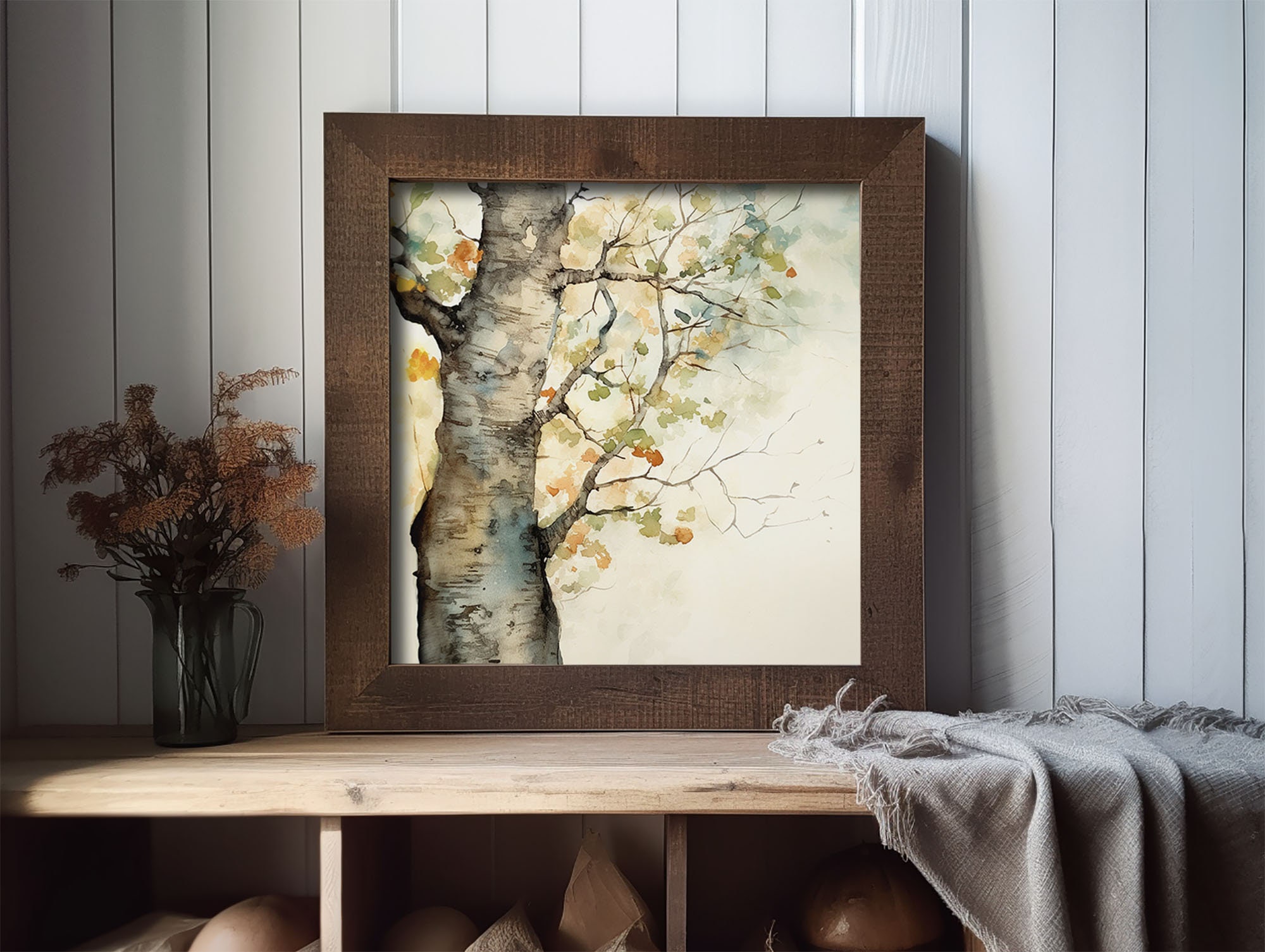Sycamore Painting Trees Wall Print Landscape Forest Watercolor Art ...
