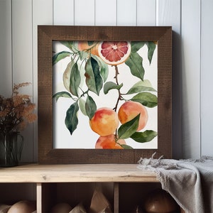 Grapefruit Art Print Grapefruit Tree Watercolor Painting Fruit Poster ...