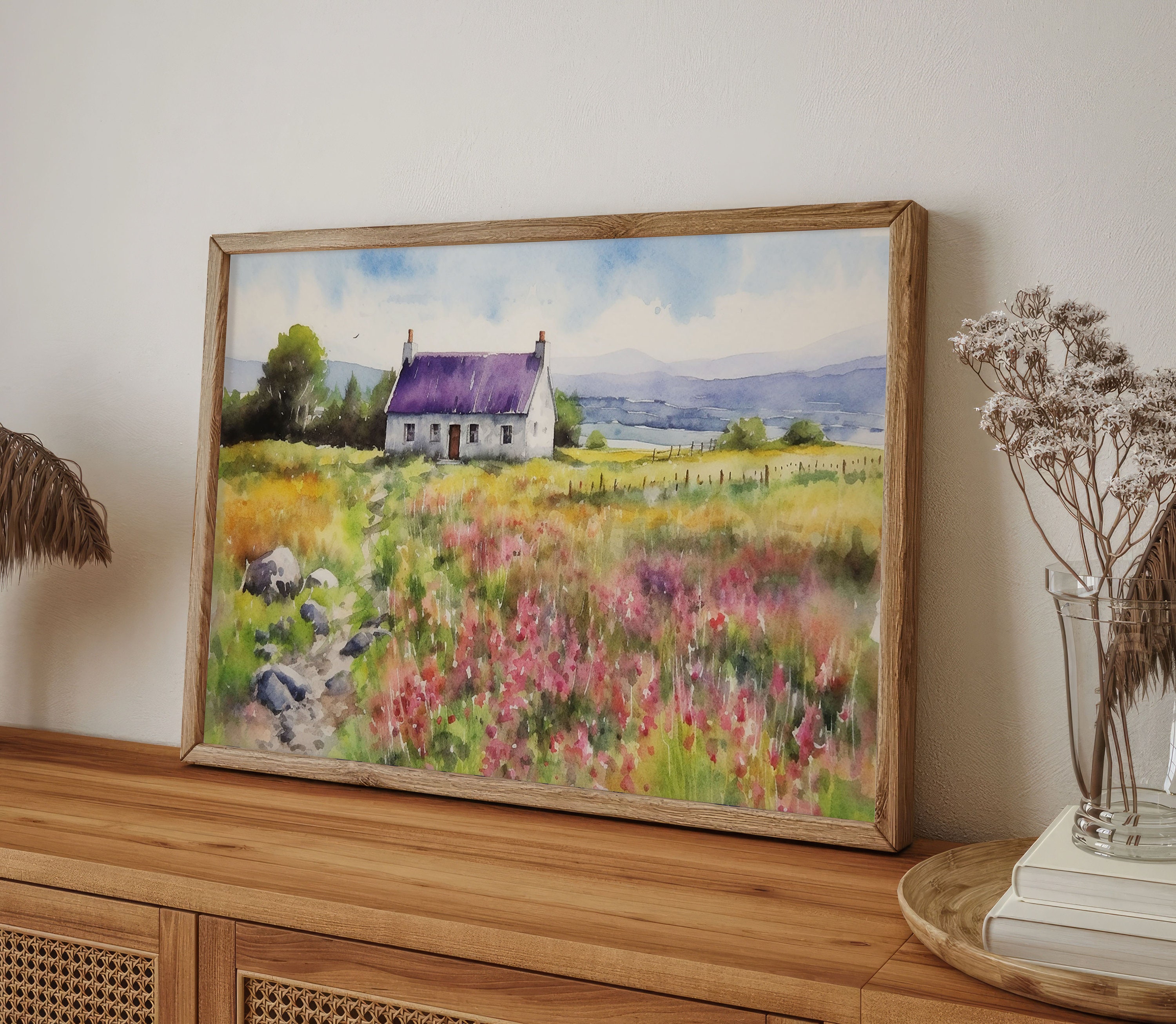 Irish Cottage Painting Cong Watercolor Art Print County Mayo Landscape ...
