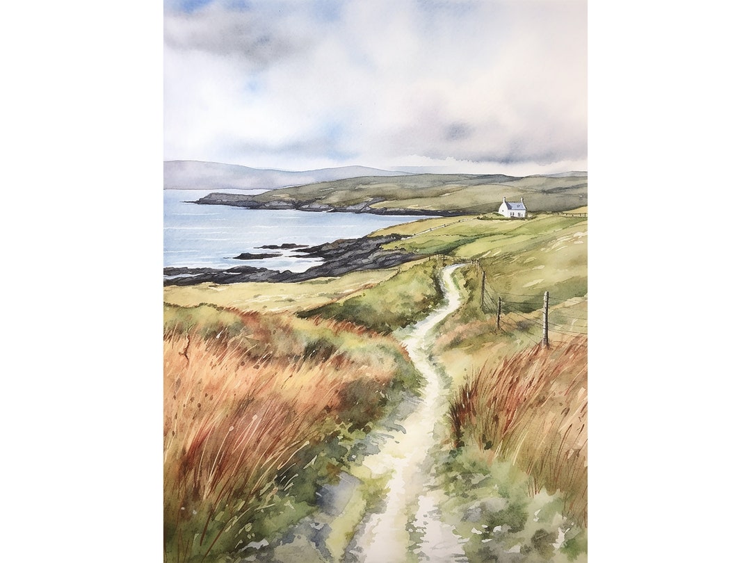 Wild Atlantic Way Painting Ireland Print Irish Coastal Cottage Wall Art ...