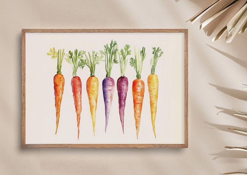 Carrot Painting Vegetable Watercolor Print Carrots Wall Art Kitchen ...