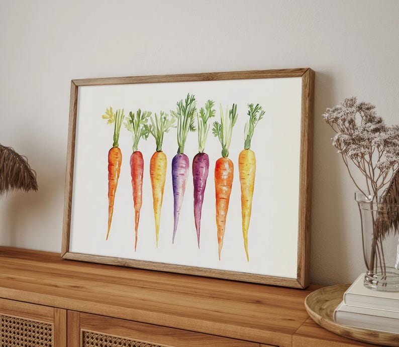 Carrot Painting Vegetable Watercolor Print Carrots Wall Art Kitchen ...