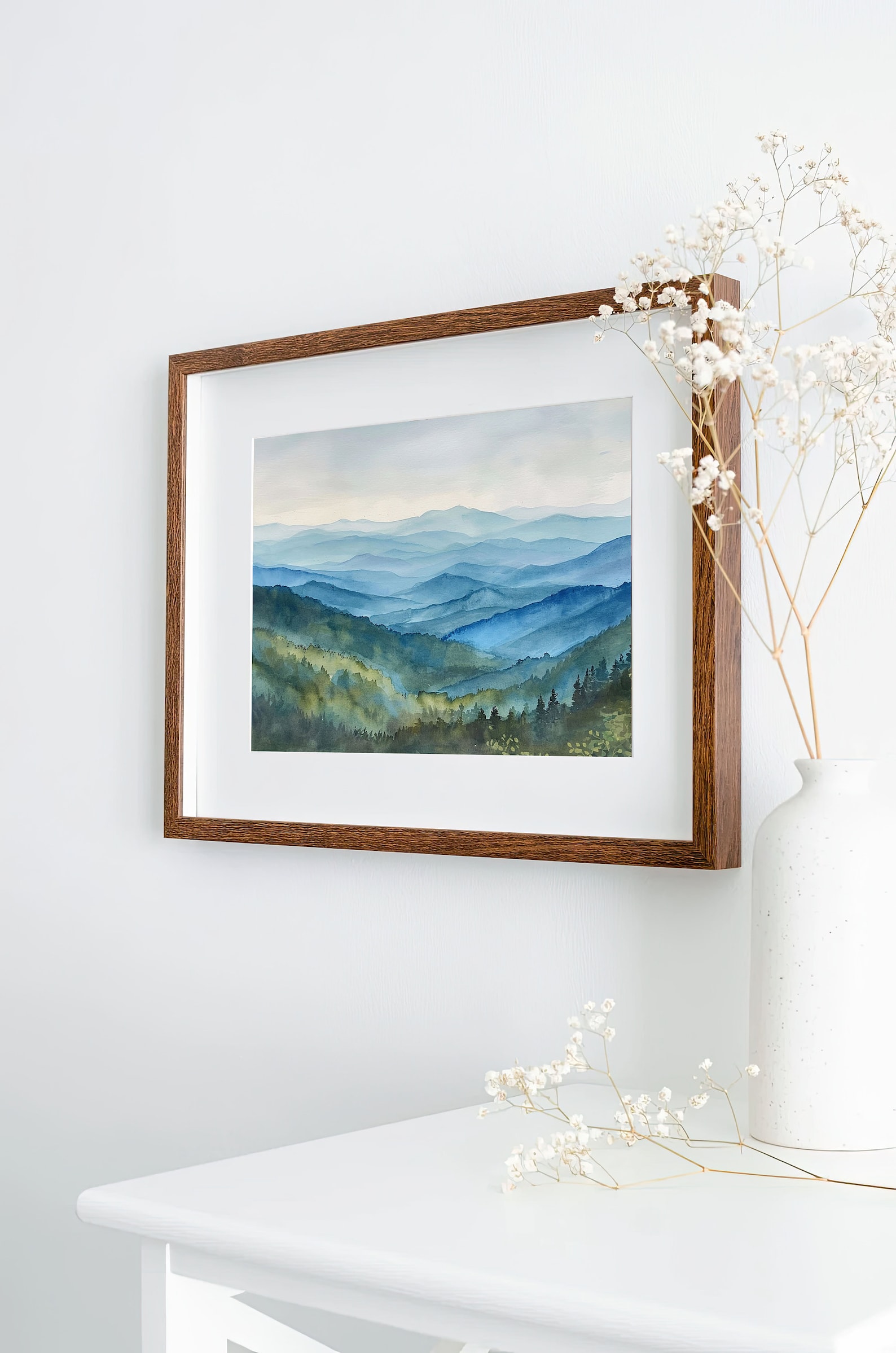 Blue Ridge Mountains Painting Blue Ridge Parkway Watercolor Art Print ...