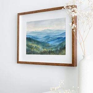 Blue Ridge Mountains Painting Blue Ridge Parkway Watercolor Art Print ...