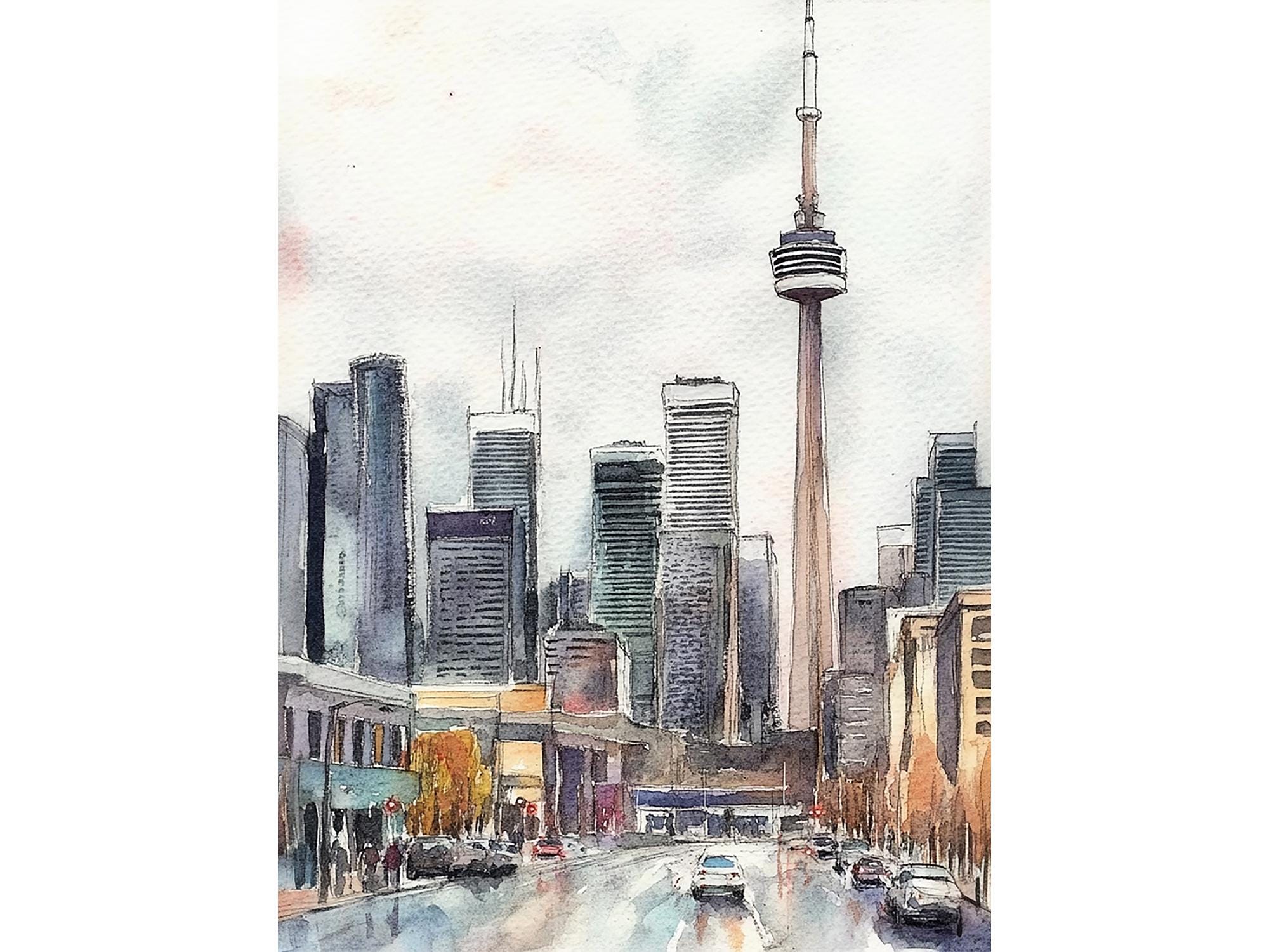 Toronto Painting Canada Watercolor Art Print Toronto Skyline Art ...
