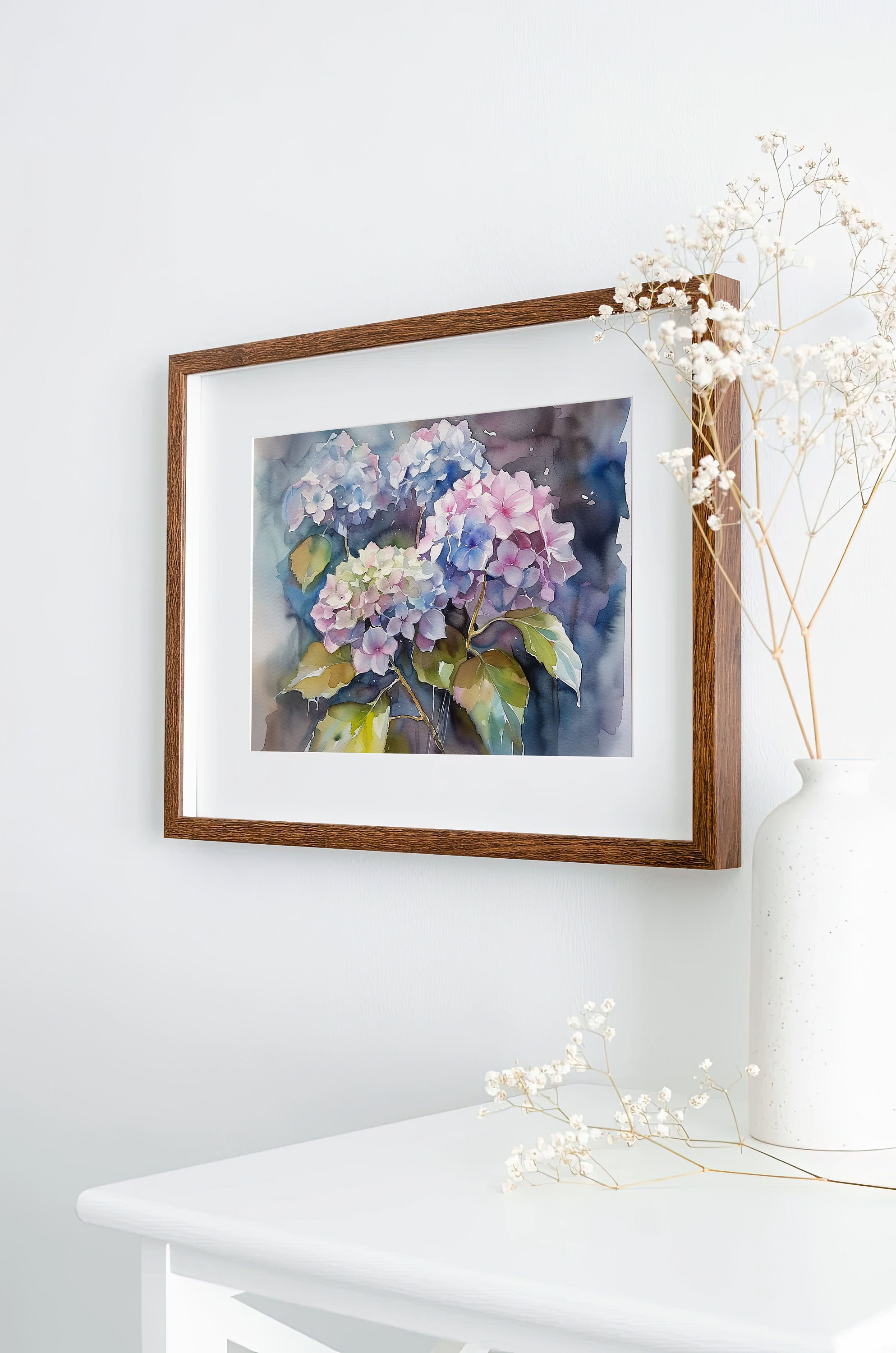 Hydrangea Watercolor Art Print Hydrangeas Flower Painting Botanical ...