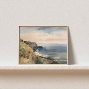 Cornwall Painting Coastal Watercolor Painting Seascape Art Print Beach ...