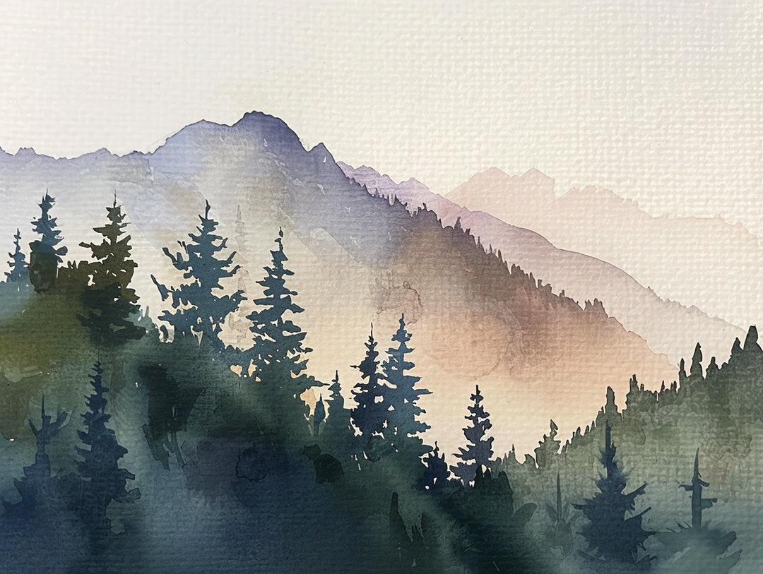 Blue Ridge Parkway Painting Blue Ridge Mountains Watercolor Art Print ...