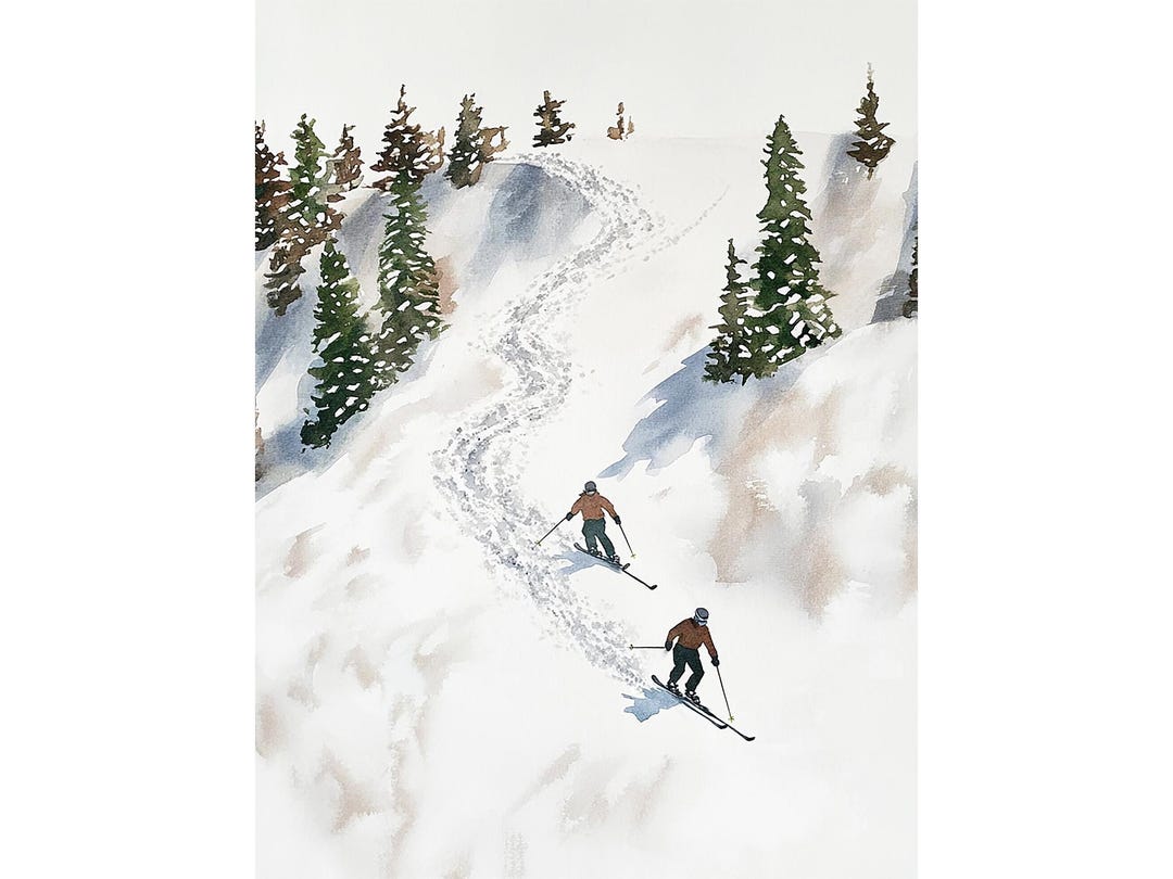 Aspen Snowmass Painting Colorado Painting Skiing Watercolor Art Print ...