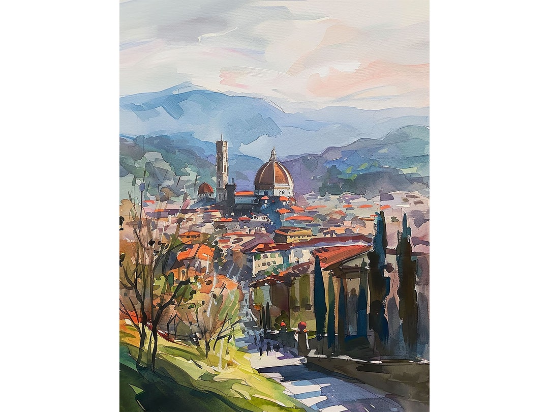 Florence Painting Spring Italian Landscape Watercolor Art Print Italy ...