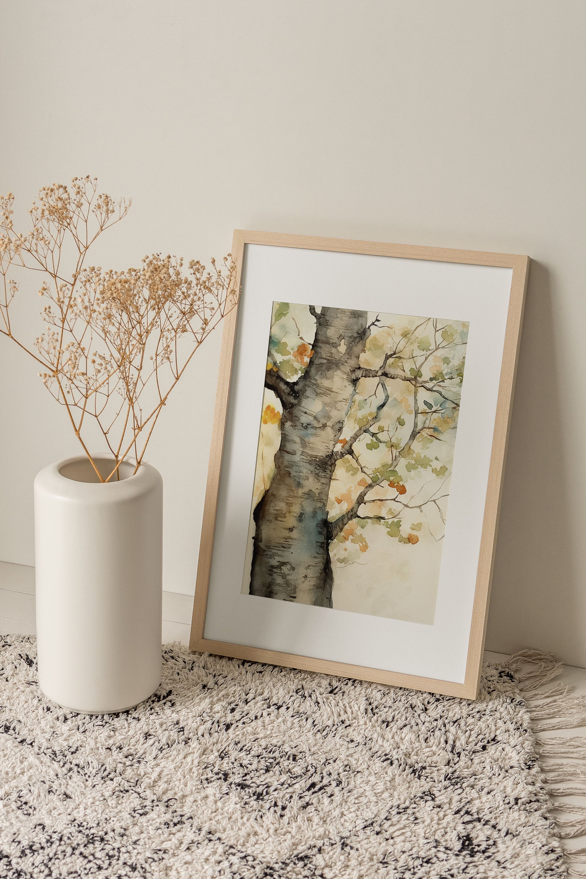 Sycamore Painting Trees Wall Print Landscape Forest Watercolor Art ...