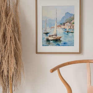 Capri Painting Italian Island Art Print Sailboats Watercolor Italy ...