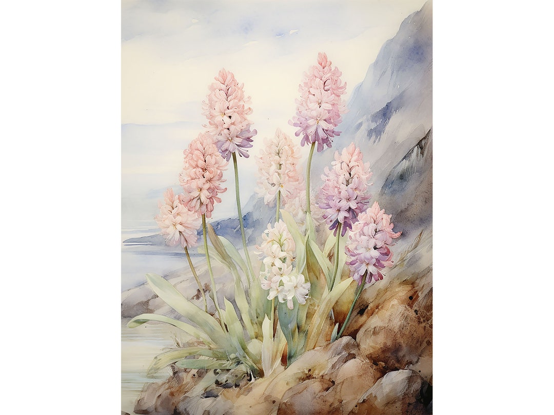 Hyacinth Painting Lake District Watercolor Landscape Wild Hyacinths Art ...