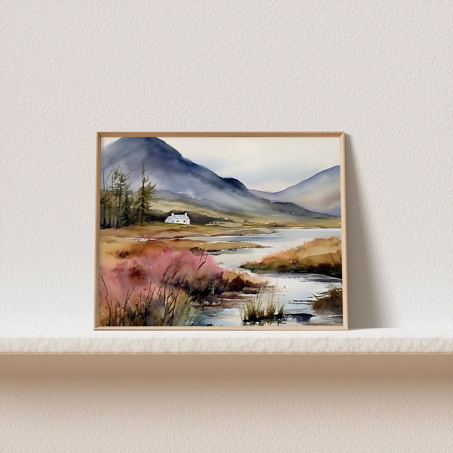 Scottish Borders Painting Scotland Art Print Landscape Heather Field ...