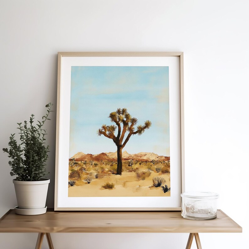 Joshua Tree Painting National Park Watercolor California Landscape Art ...