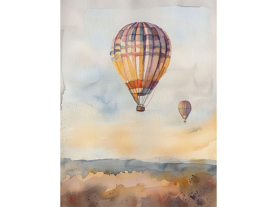 Temecula Valley Painting Hot Air Balloon Watercolor Art Print ...
