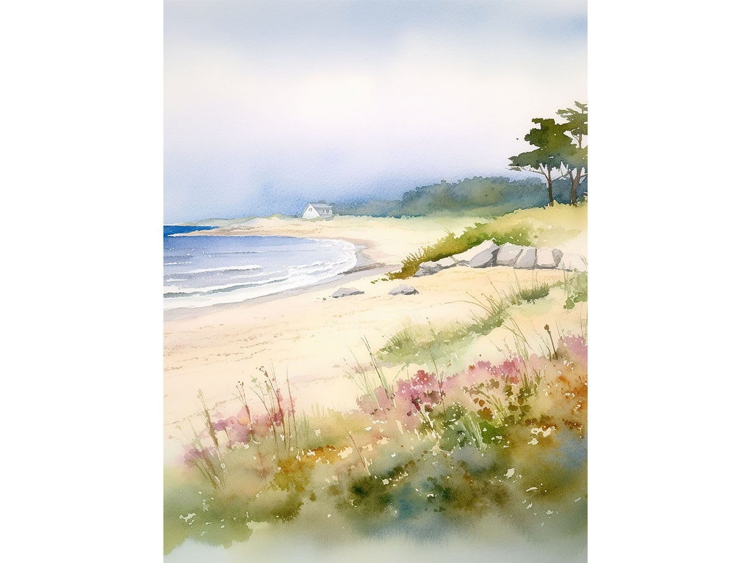 Cape Cod Painting Coastal Watercolor Art Print Sand Dunes Wall Art Wild ...