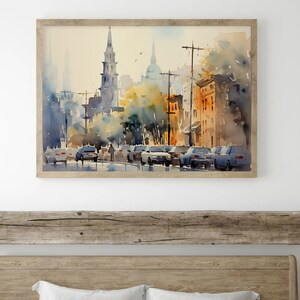 South Carolina Painting Charleston Art Print Watercolor Cityscape Wall ...